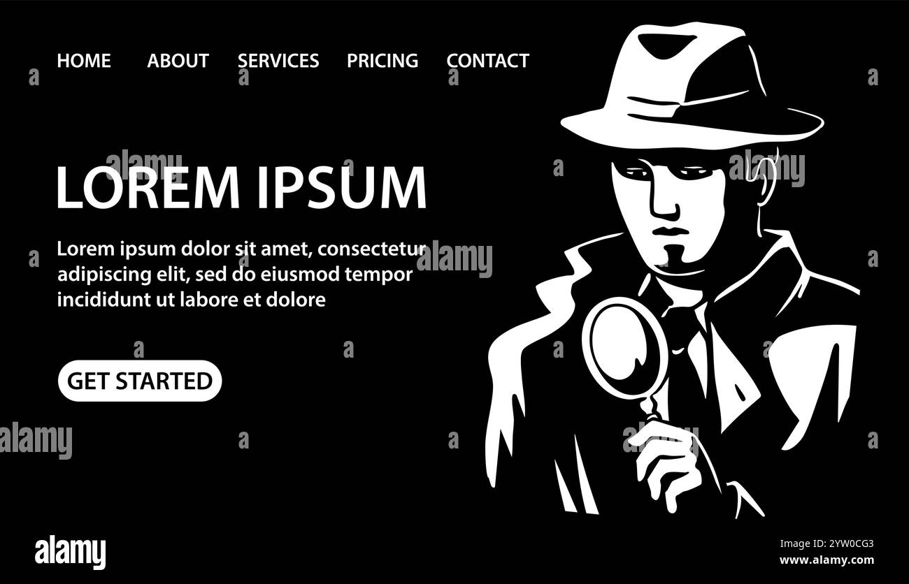 Black hat magnifying glass Stock Vector Images - Alamy