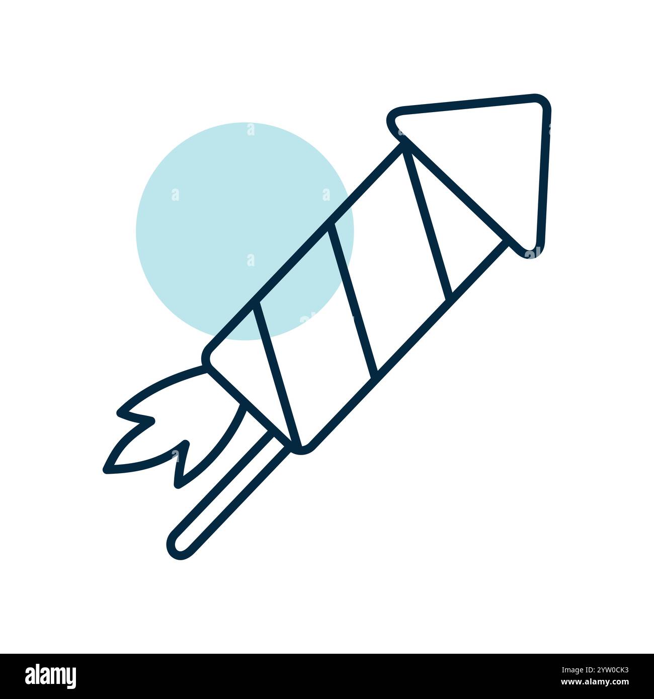 Striped fireworks rocket with a fuse vector icon. Winter sign. Graph ...