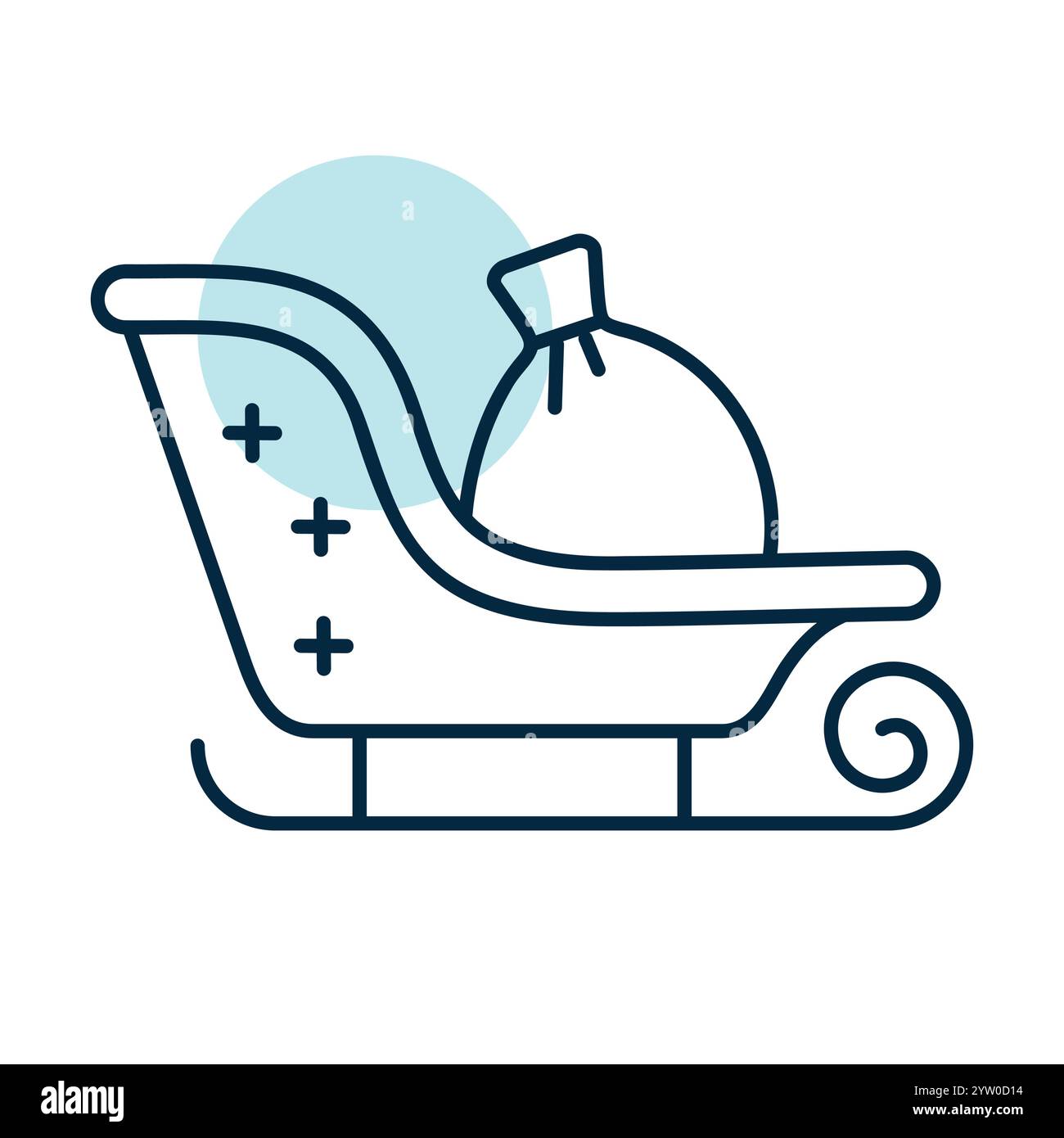 Santa sleigh with sack gifts vector icon. Winter sign. Graph symbol for ...