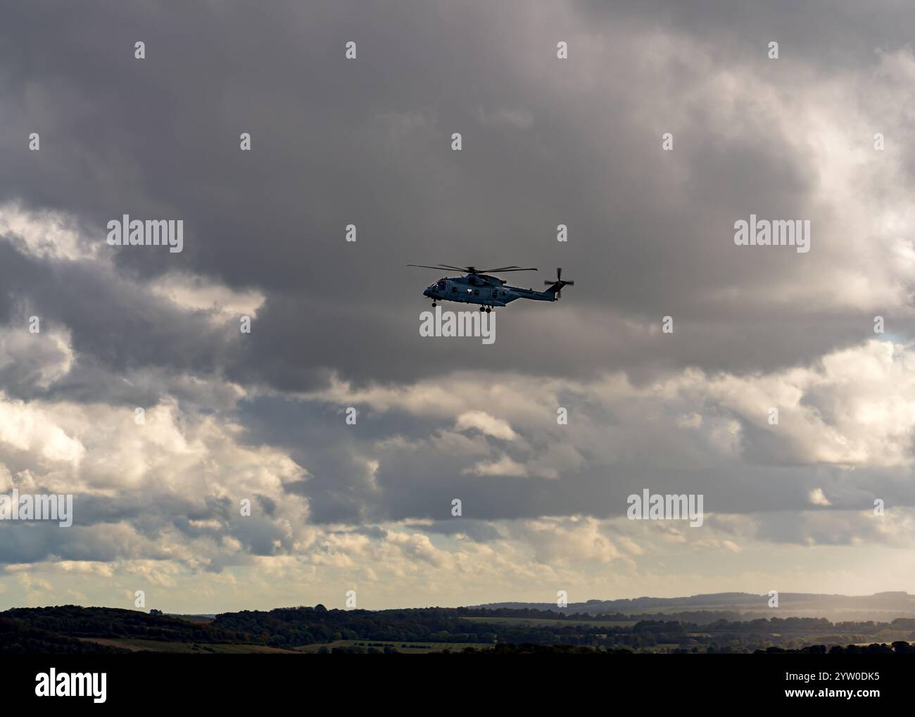 British Royal Navy AgustaWestland Merlin HM.2 AW101 helicopter on a ...