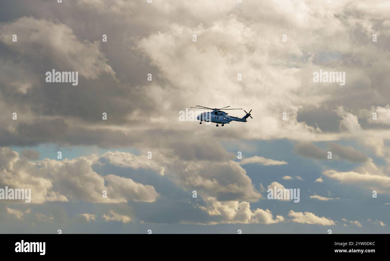 British Royal Navy AgustaWestland Merlin HM.2 AW101 helicopter on a ...