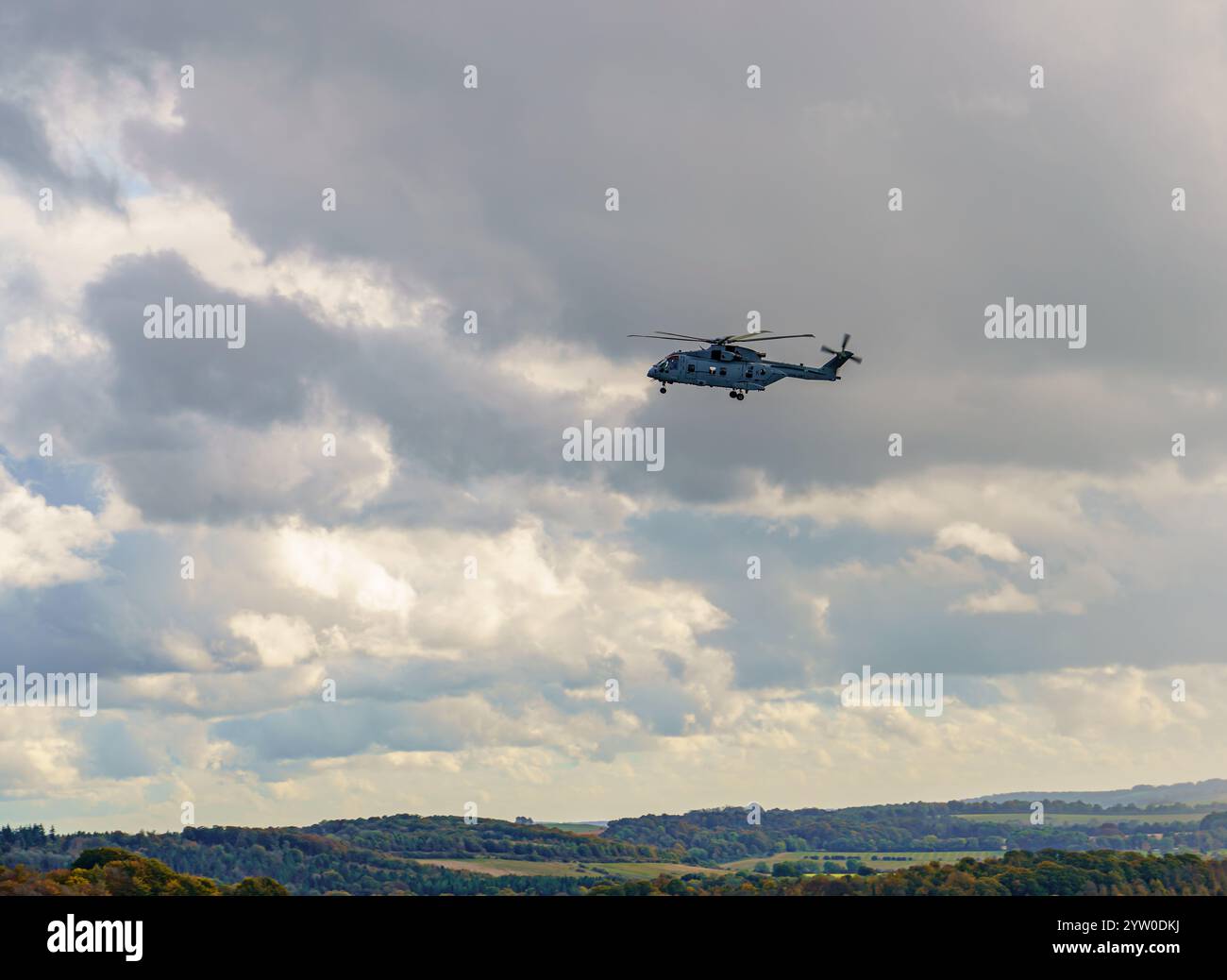 British Royal Navy AgustaWestland Merlin HM.2 AW101 helicopter on a ...