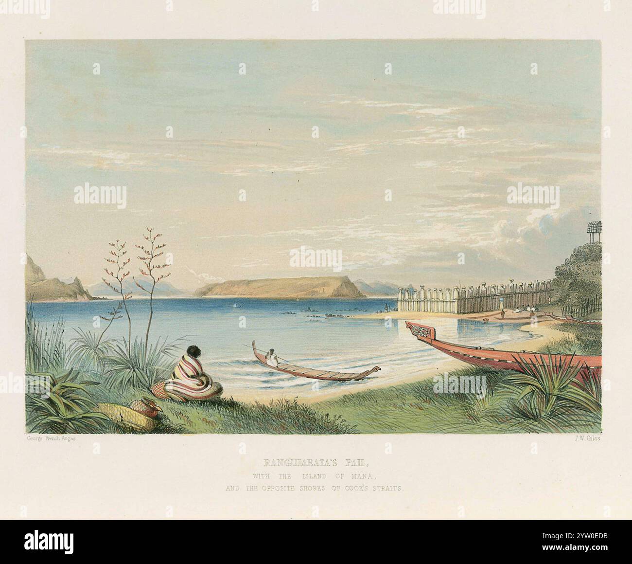 Rangihaeata's Pā, with the island Mana and the opposite shores of Cook ...