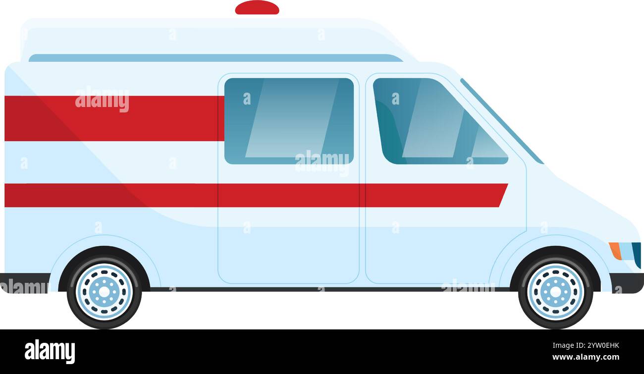 White ambulance van with red stripes parked and ready for rapid ...