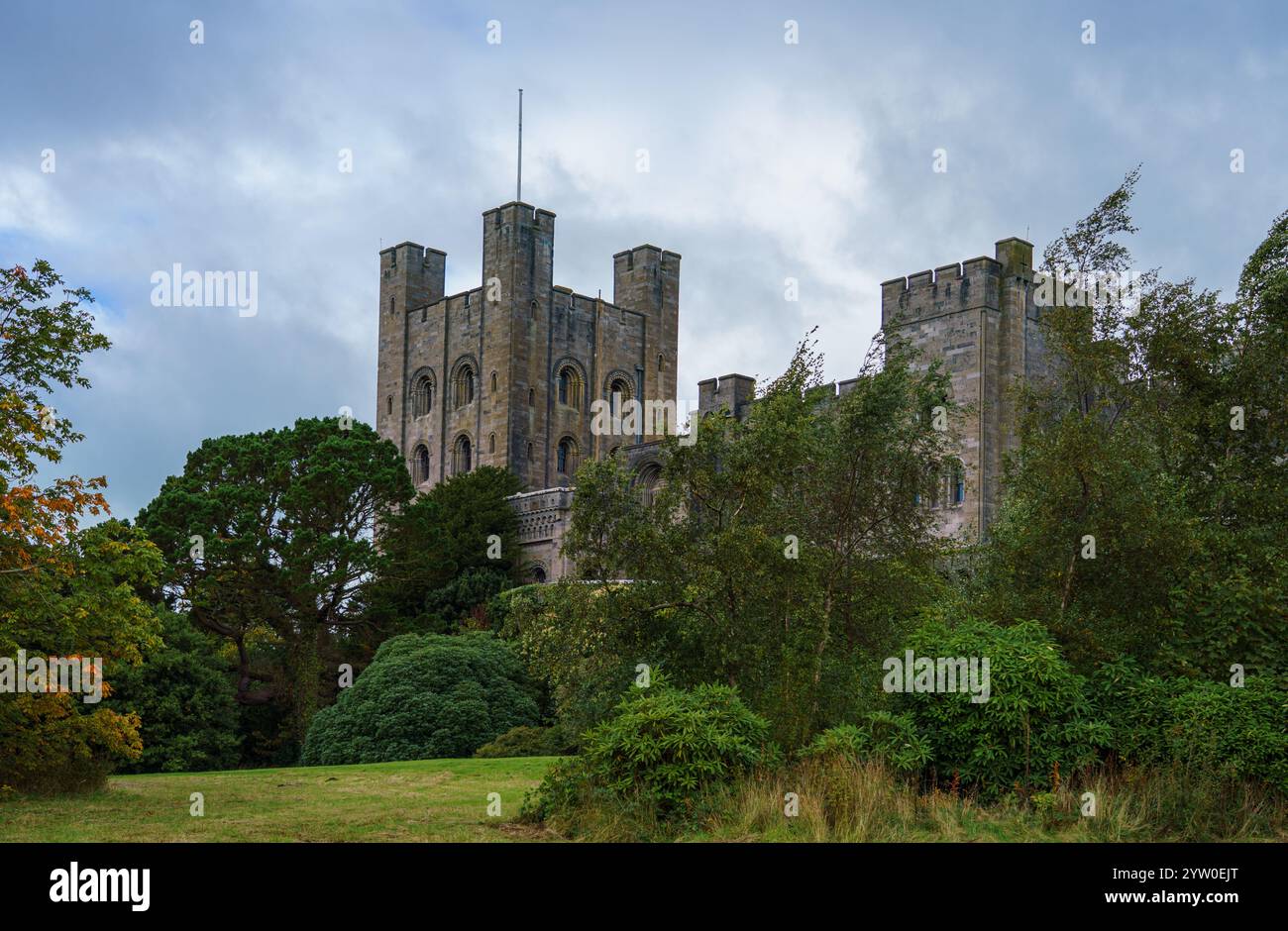 A view of Penrhyn Castle, an extensive medieval country house in ...