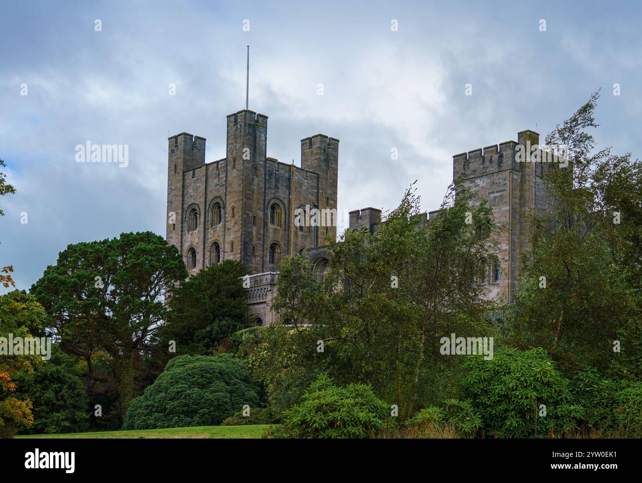 A view of Penrhyn Castle, an extensive medieval country house in ...