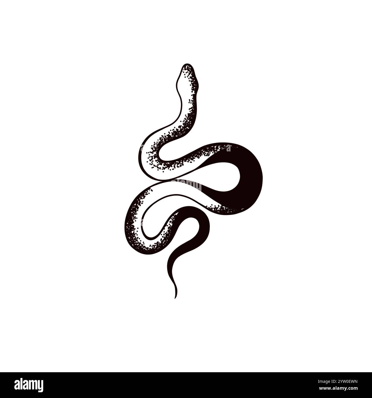 Tattoo snake. Traditional black dot style ink. Isolated illustration ...