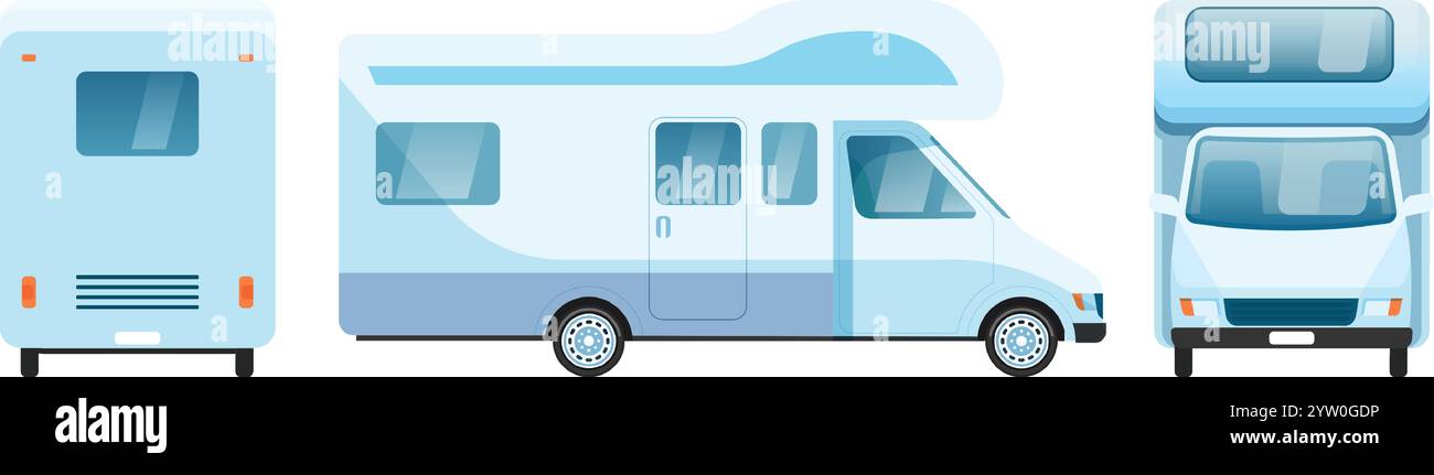 Modern camper van showing front, back and side view, perfect for ...