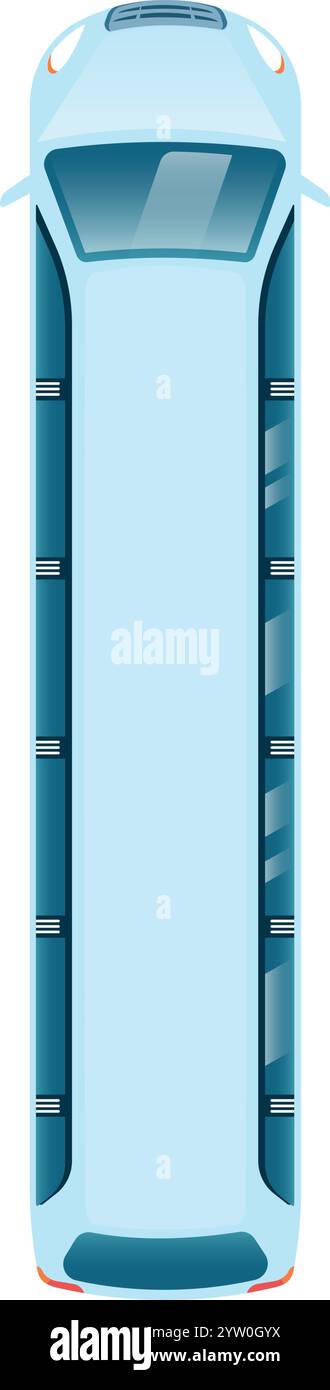 Capturing an aerial view of a light blue passenger bus, highlighting ...