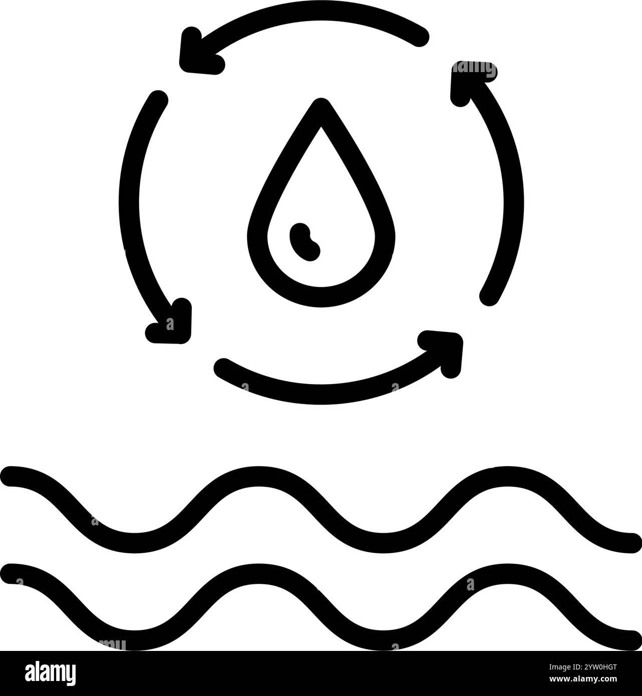 Filter water line icon. Osmosis and desalination. Filtration process ...