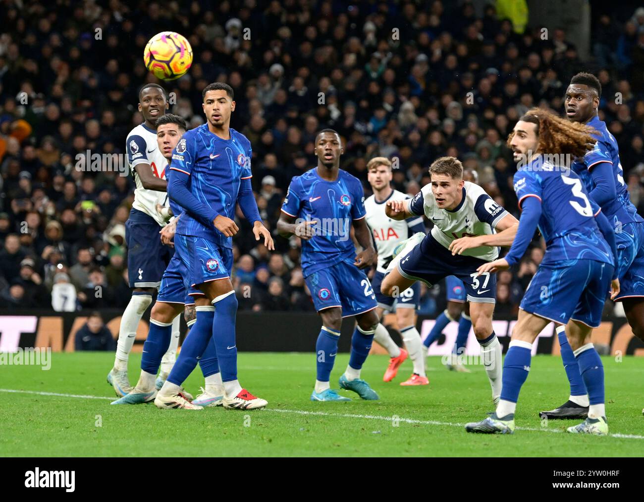 London, UK. 8th Dec, 2024. Micky van de Ven (Spurs, 37) watches as his ...