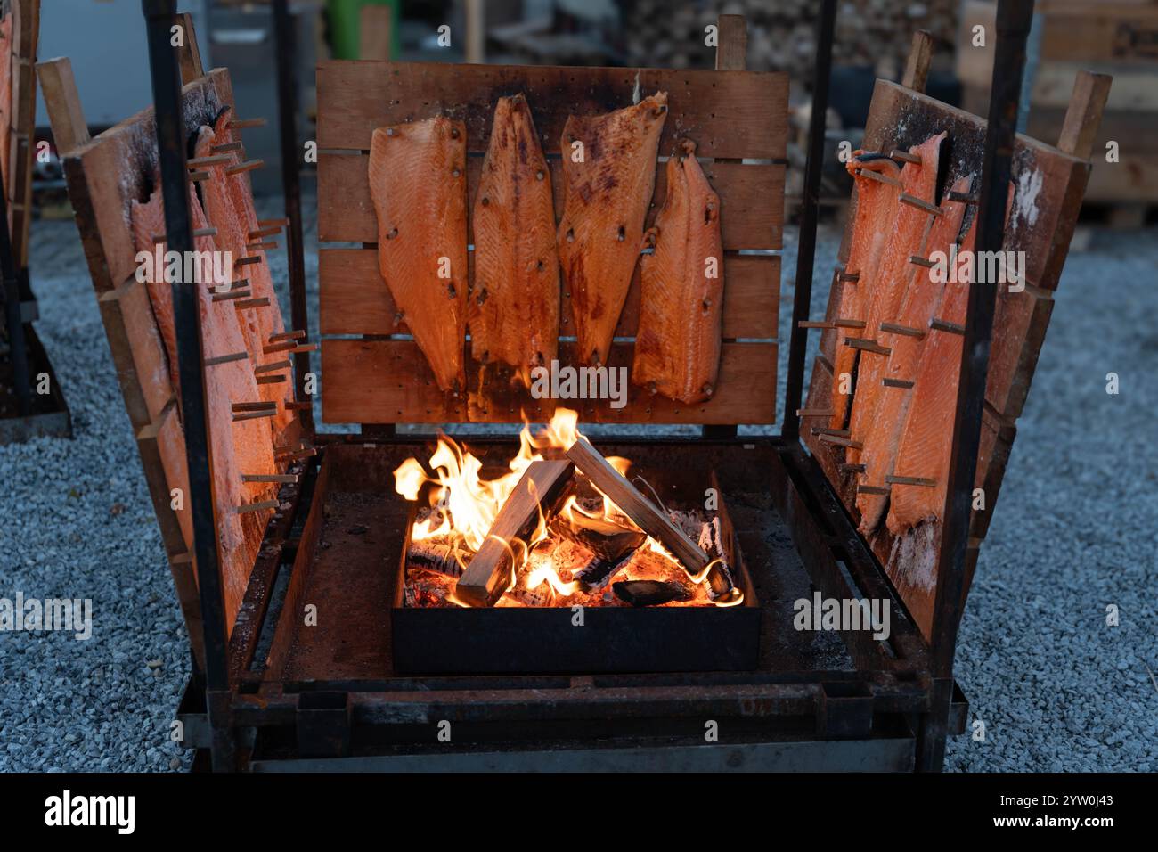 Open fire smoked salmon hi-res stock photography and images - Alamy