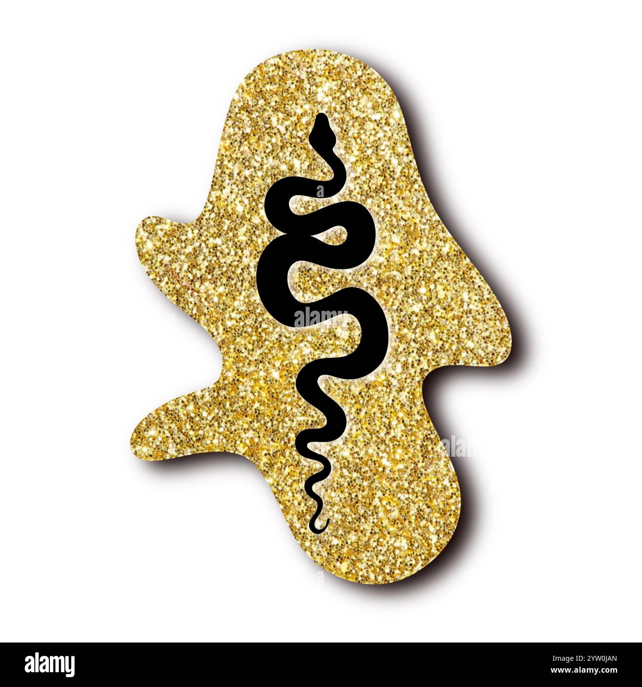 Tattoo snake on a gold background. Traditional black dot style ink ...