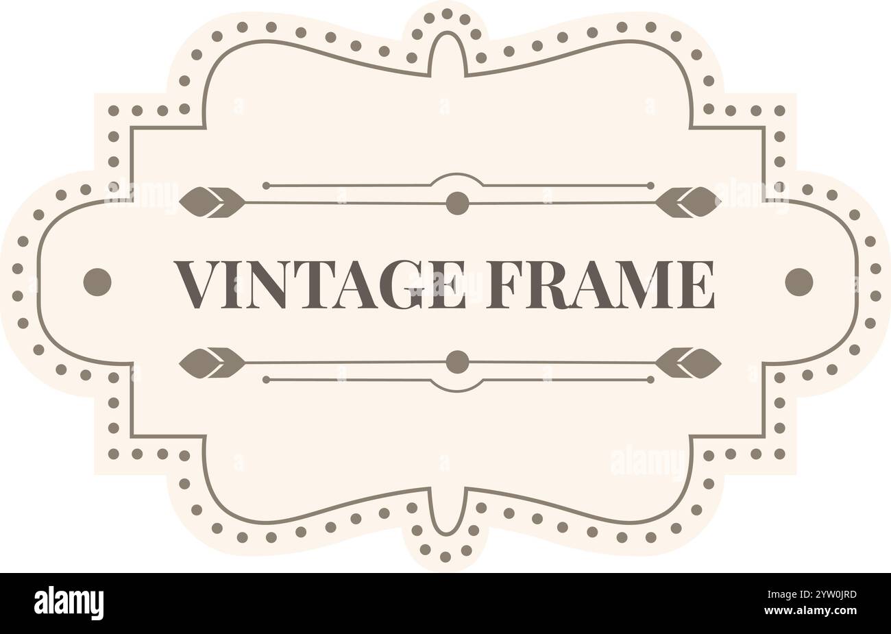 Vintage frame adorned with feathers, dots, and lines, capturing a retro ...