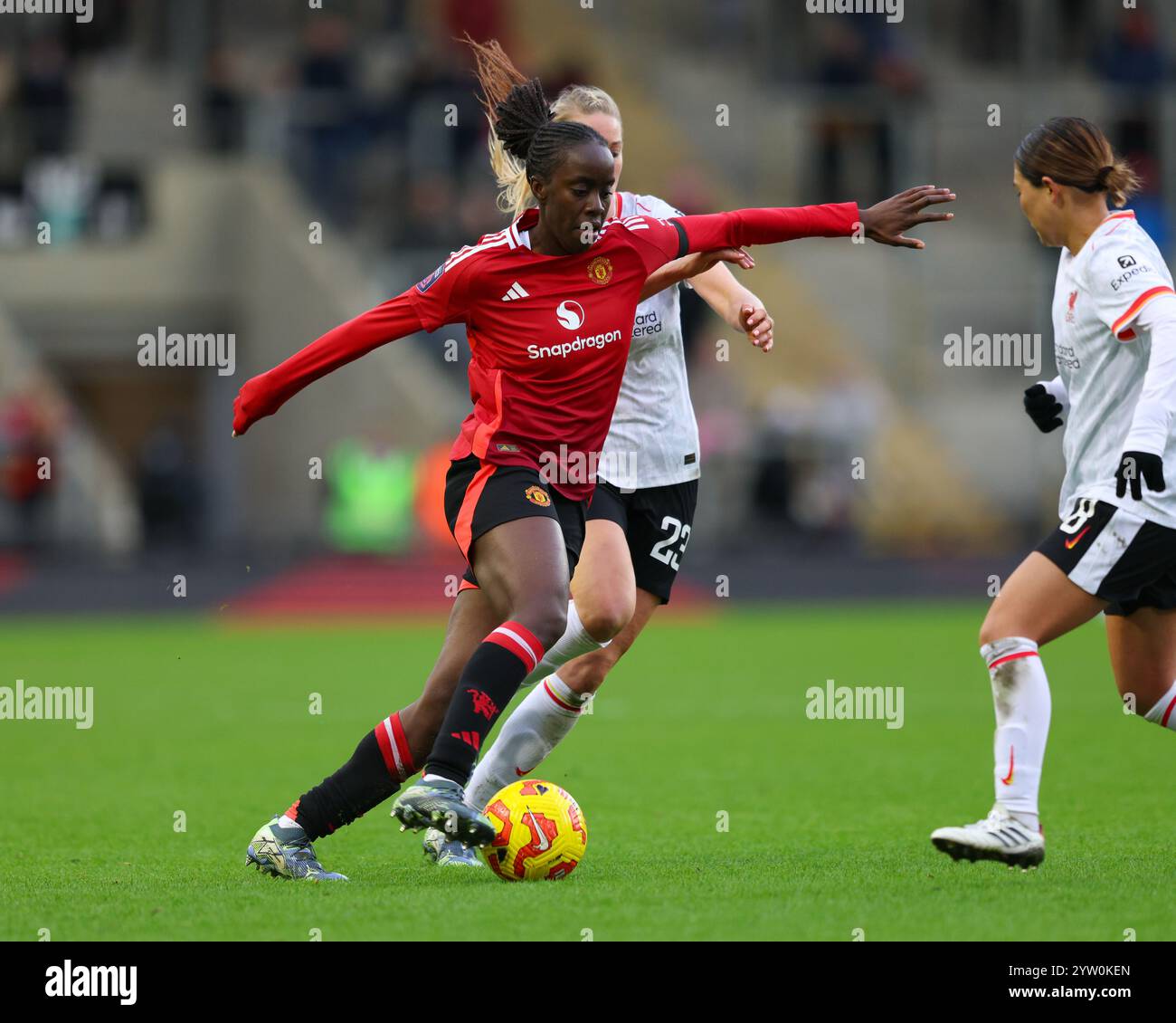 Leigh, UK. 08th Dec, 2024. Simi Awujo of Manchester United in action ...