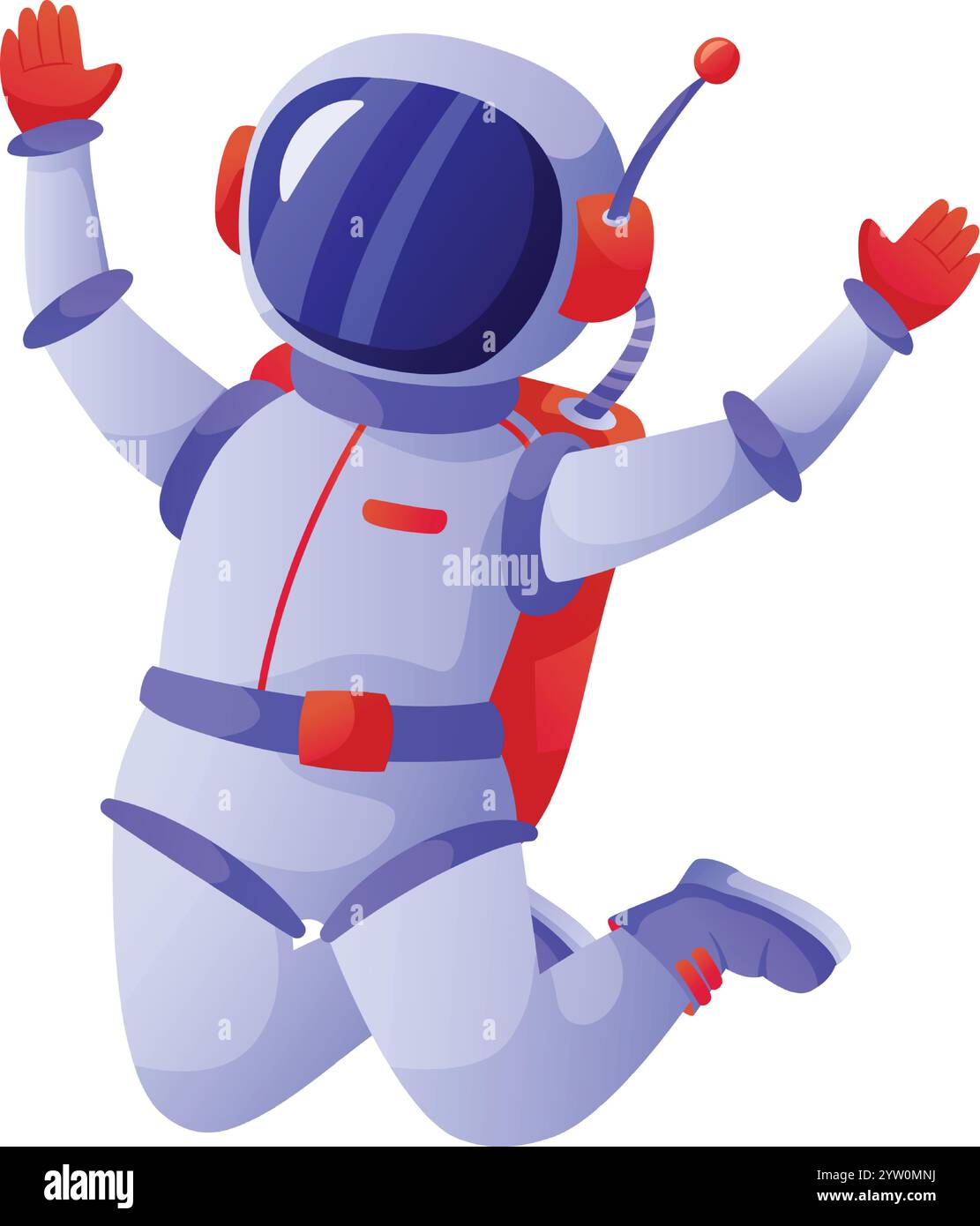 Cartoon astronaut wearing a vibrant spacesuit with red and blue accents ...