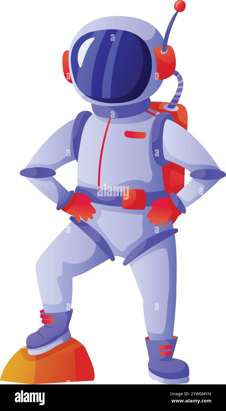 Cartoon illustration of astronaut wearing spacesuit with oxygen ...