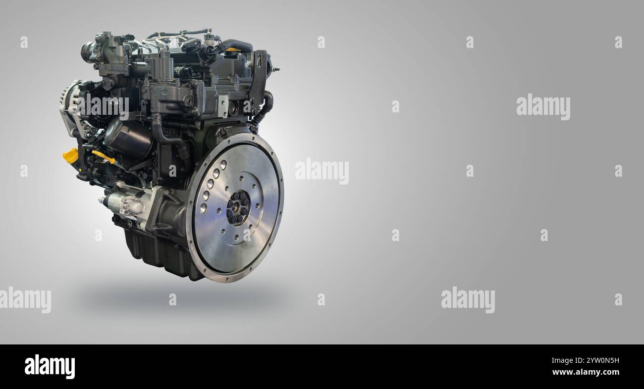 Modern engine on gray background Stock Photo - Alamy