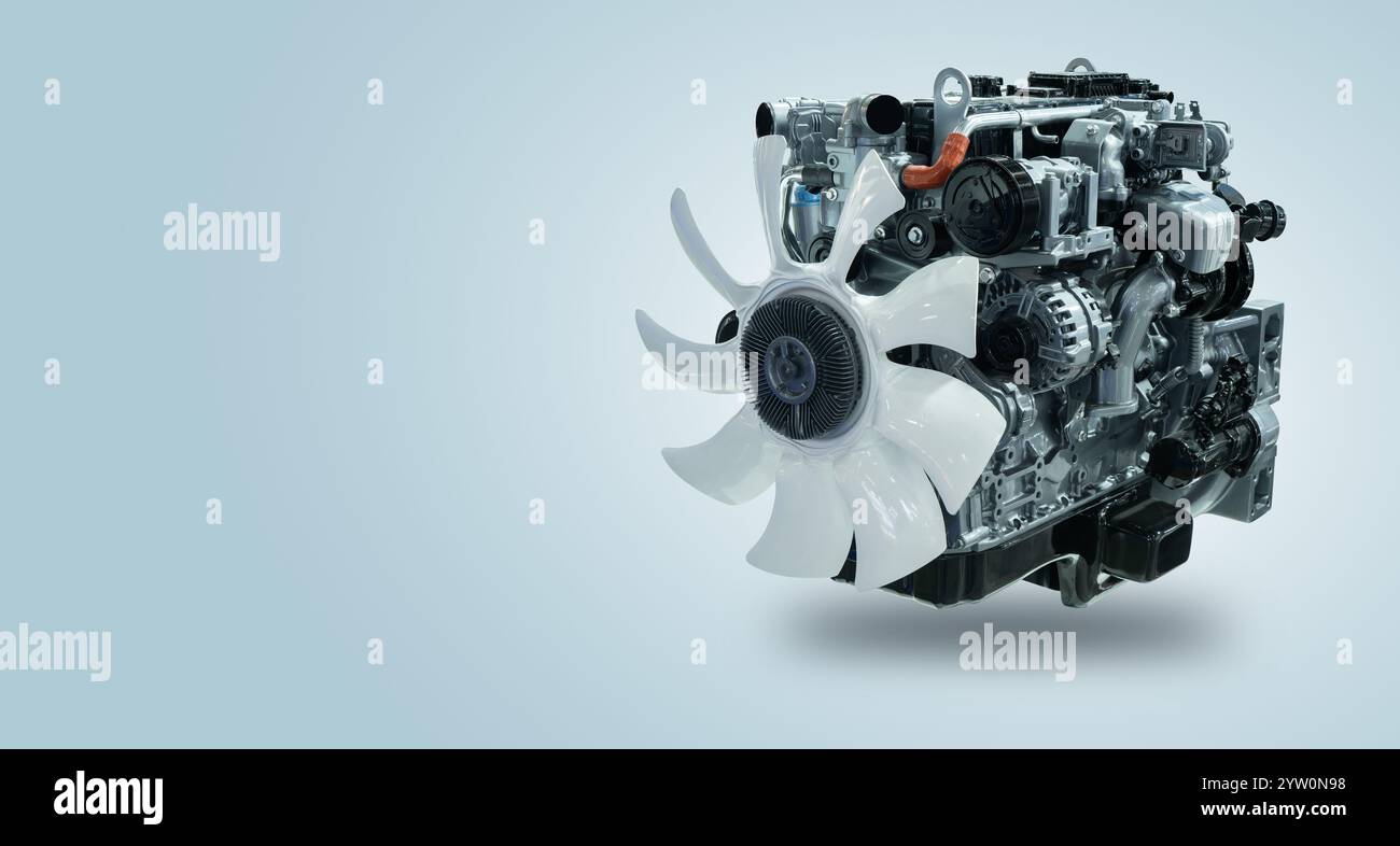 Modern engine on gray background Stock Photo - Alamy