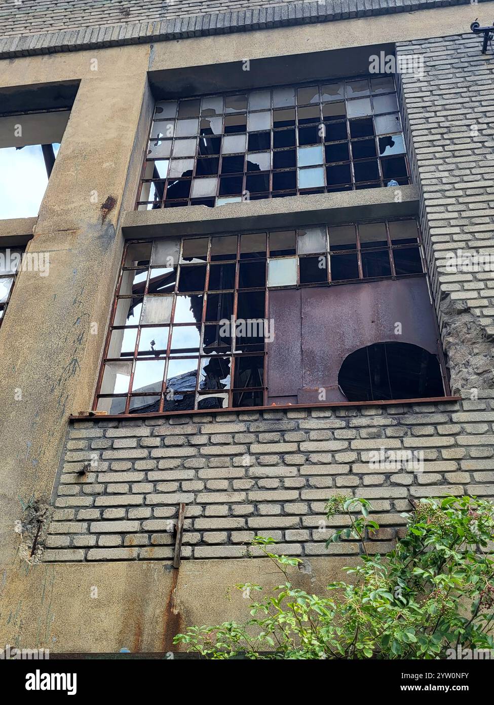 Rustic Abandoned Building With Broken Windows and Overgrown Vegetation Stock Photo - Alamy