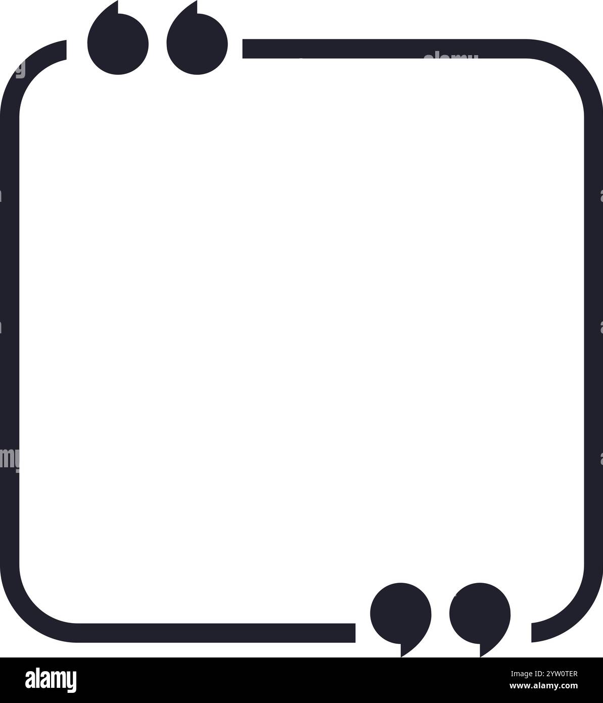 Minimalist black square quote box with quotation marks framing a blank ...
