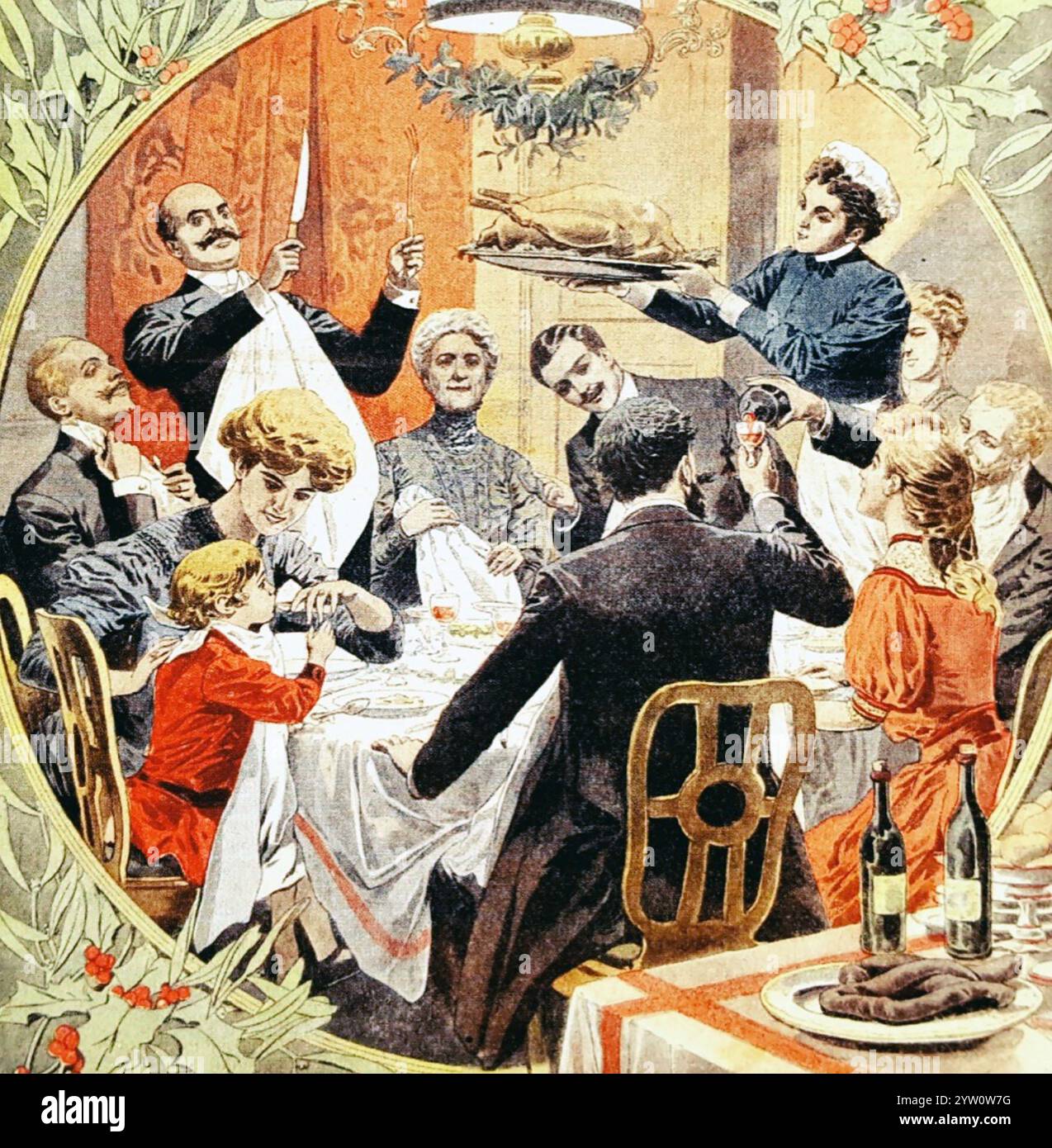 VICTORIAN CHRISTMAS DINNER from an engraving about 1830 Stock Photo - Alamy