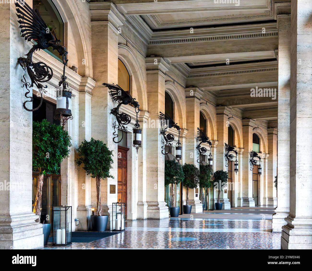 The portici of Piazza della Repubblica in Rome, Italy, designed by ...