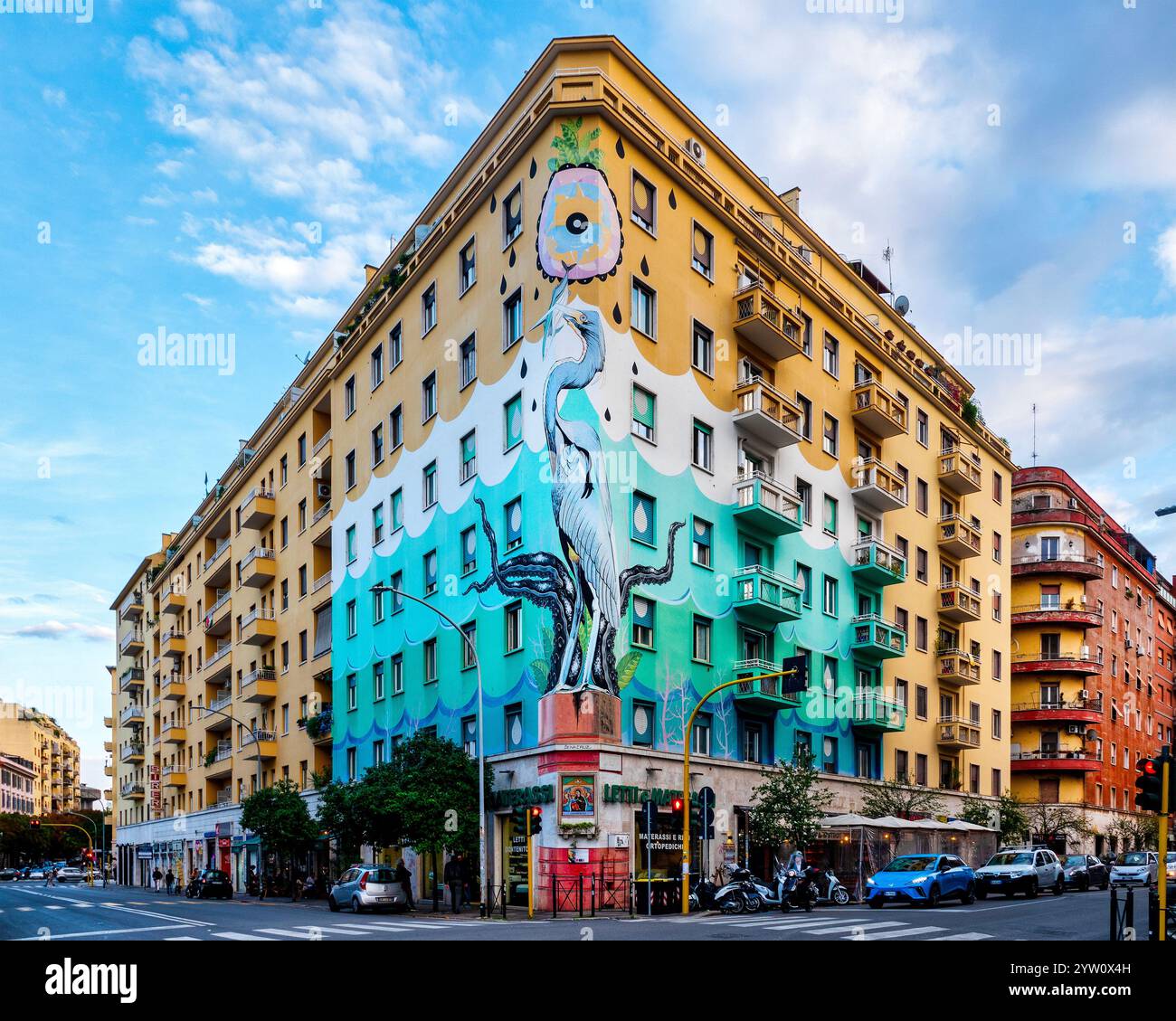 The "Hunting Pollution" mural by Iena Cruz in Rome's Ostiense district ...