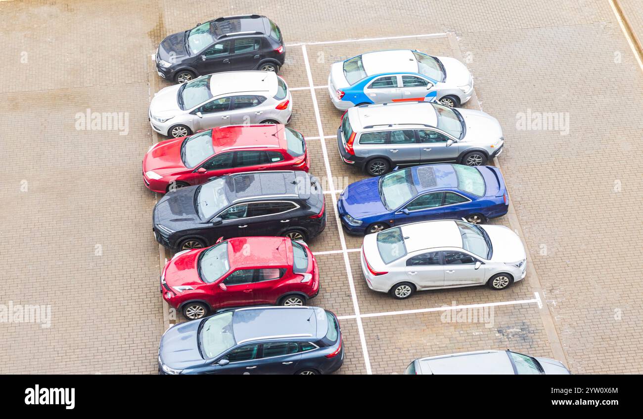Areal view of the parking lot in the city Stock Photo - Alamy