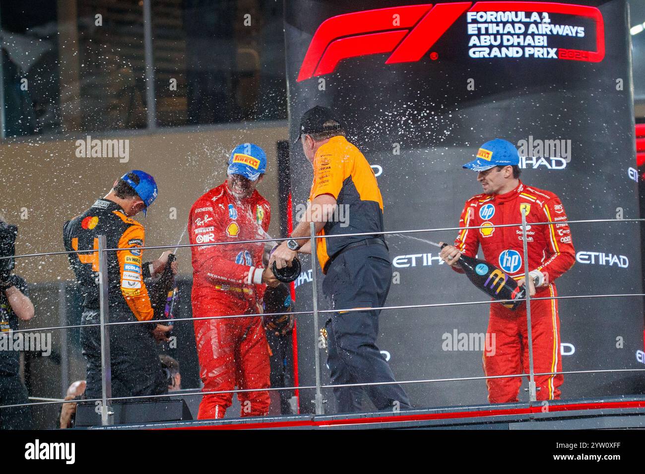 Yas Marina, Abu Dhabi. 08th Dec, 2024. PODIUM OF THE RACE; From L to R ...