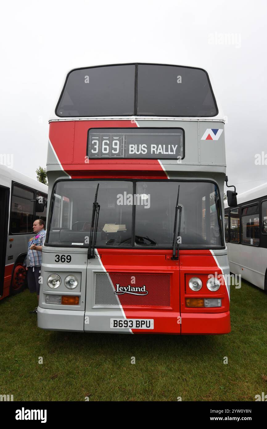 Preserved Leyland Olympian double decker bus in the red, grey and white ...