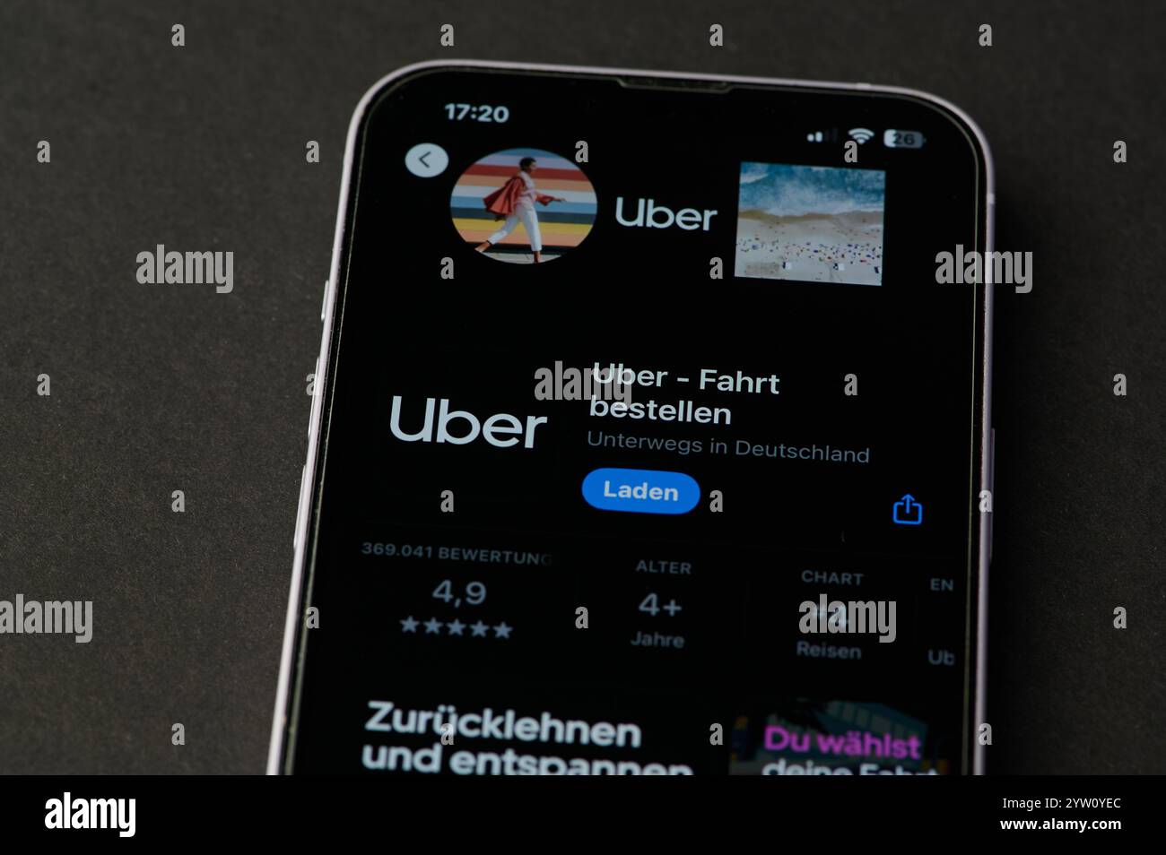 Mainz, Germany - Oct 24, 2024: icon of the Uber app on a German ...