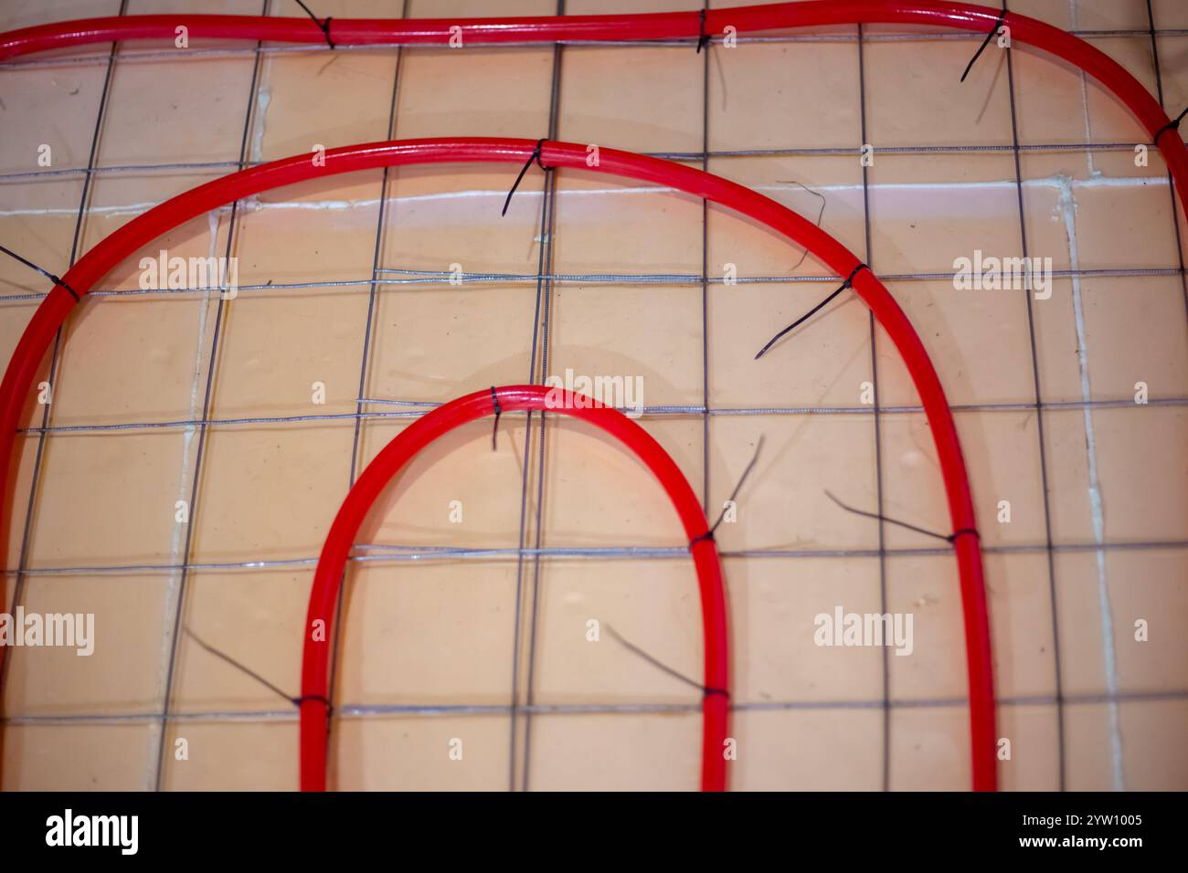 Installation of underfloor heating. Underfloor heating pipes made of ...