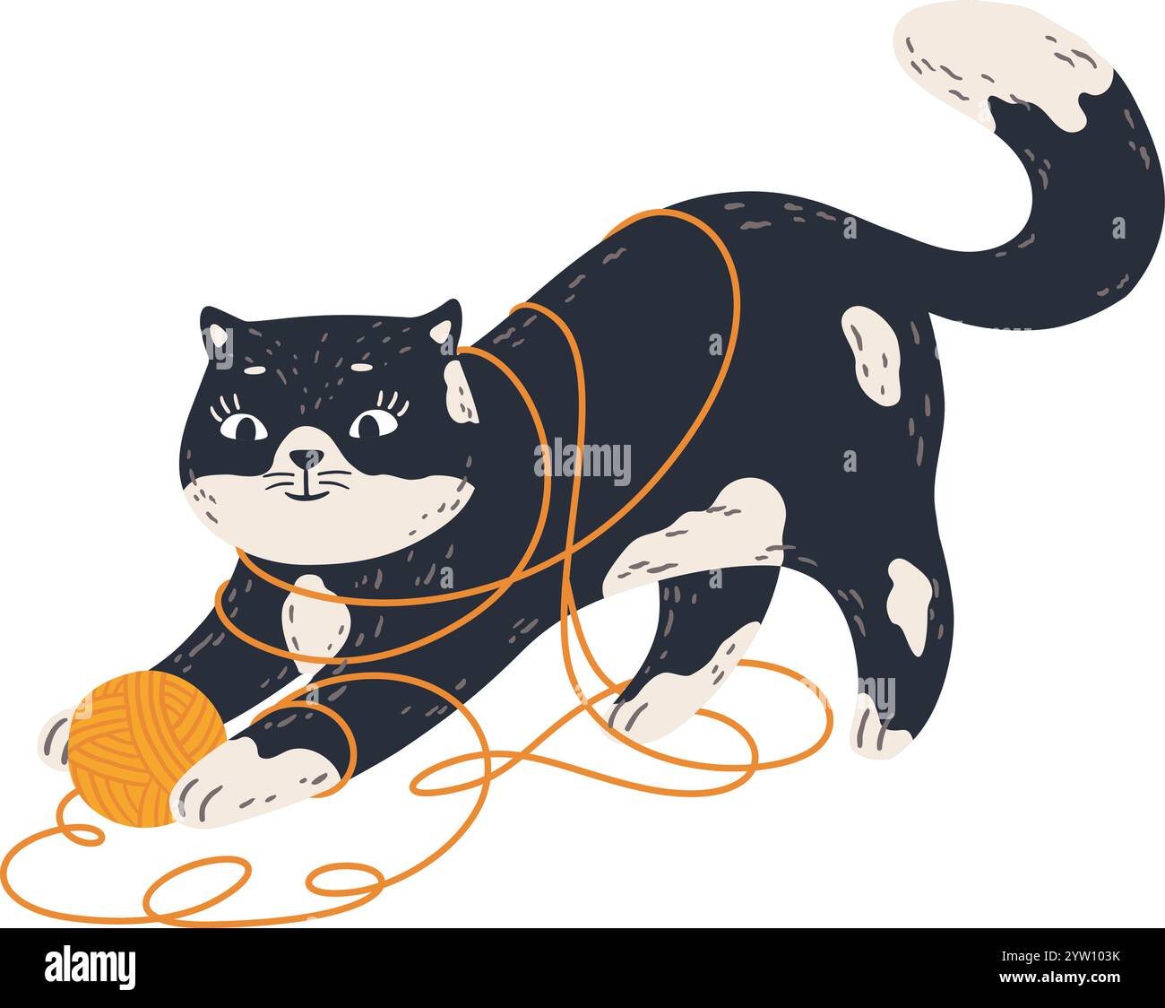 Cartoon cat playing ball yarn hi-res stock photography and images - Alamy