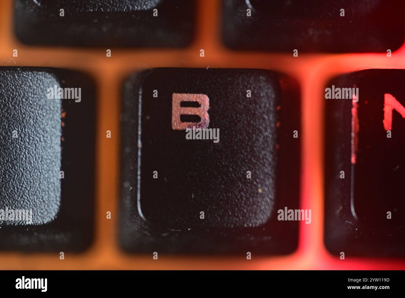 RGB backlit keyboard. Close-up of the letter 'B' Key Stock Photo - Alamy