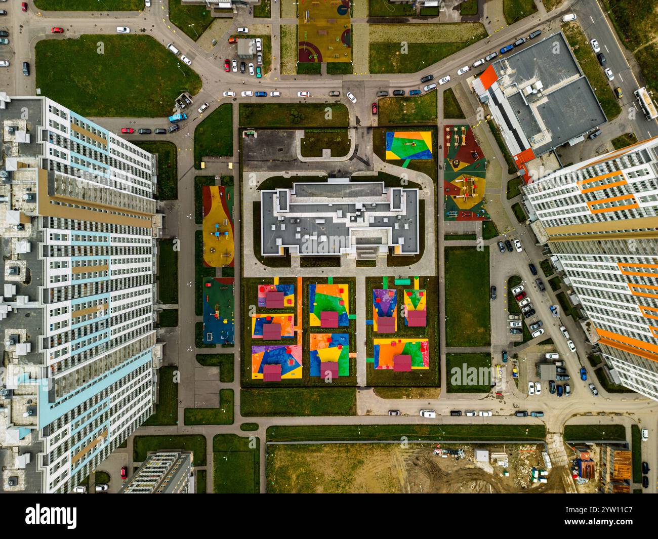 A Stunning Aerial View Showcasing Colorful Urban Playgrounds and ...
