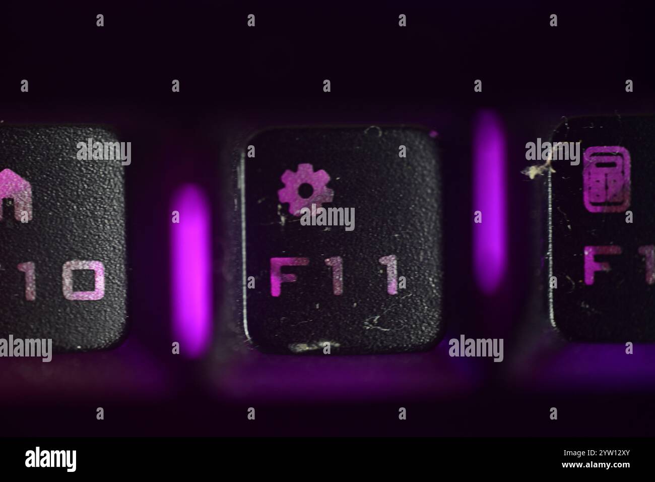 RGB backlit keyboard. Close-up of the 'F11' Key Stock Photo - Alamy