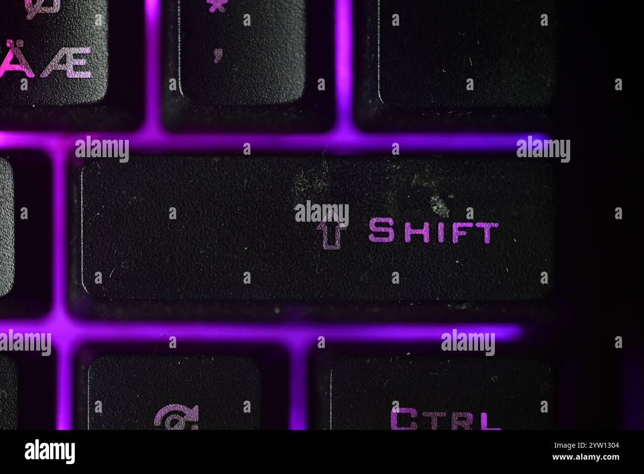 RGB backlit keyboard. Close-up of the 'Shift' Key Stock Photo - Alamy