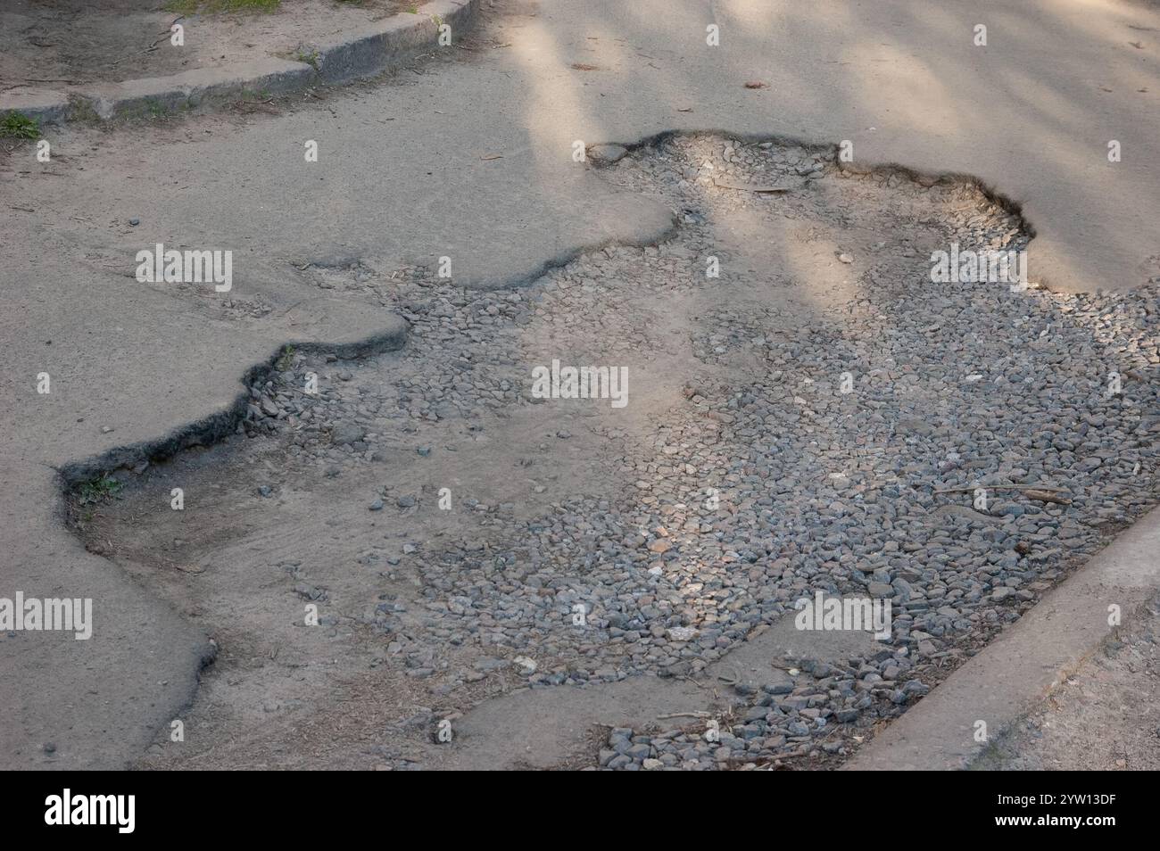 abandoned bad road: broken asphalt Stock Photo - Alamy