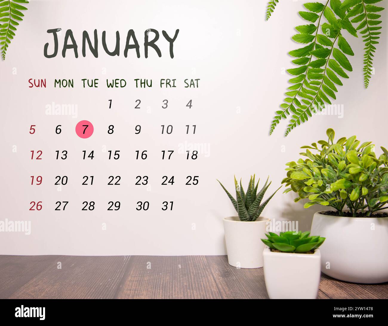 Winter month - January and the number on the cubes 07 Stock Photo - Alamy