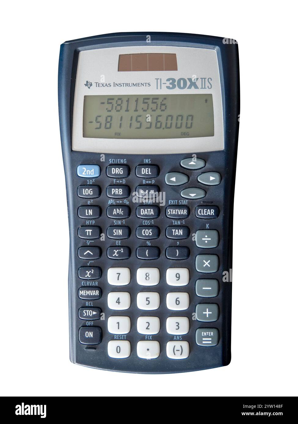 Texas Instruments TI-30X IIS Solar Scientific Calculator, isolated on ...