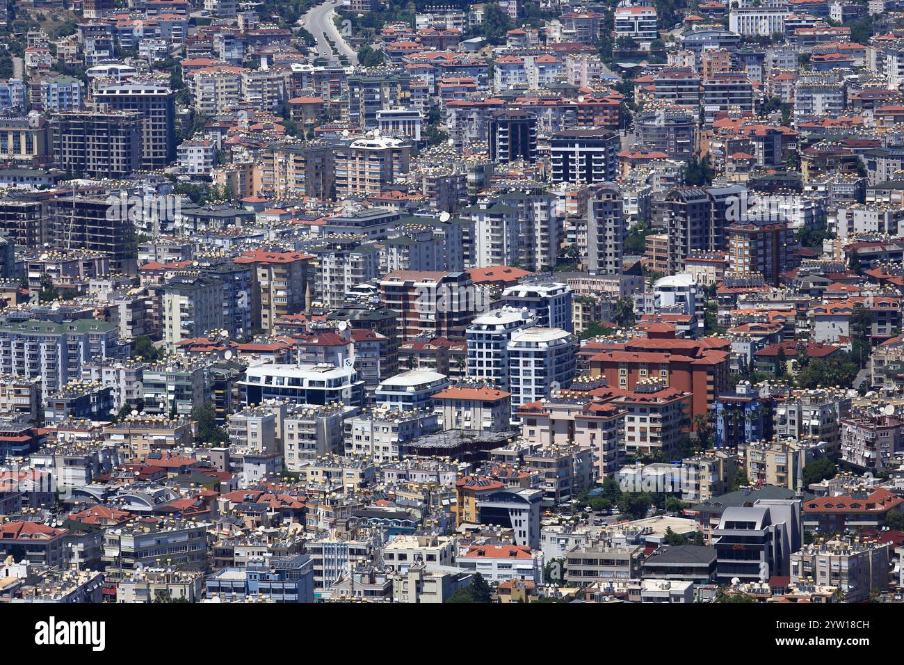 Urban Density with Rooftop Water Heaters in Alanya, Turkey Stock Photo ...