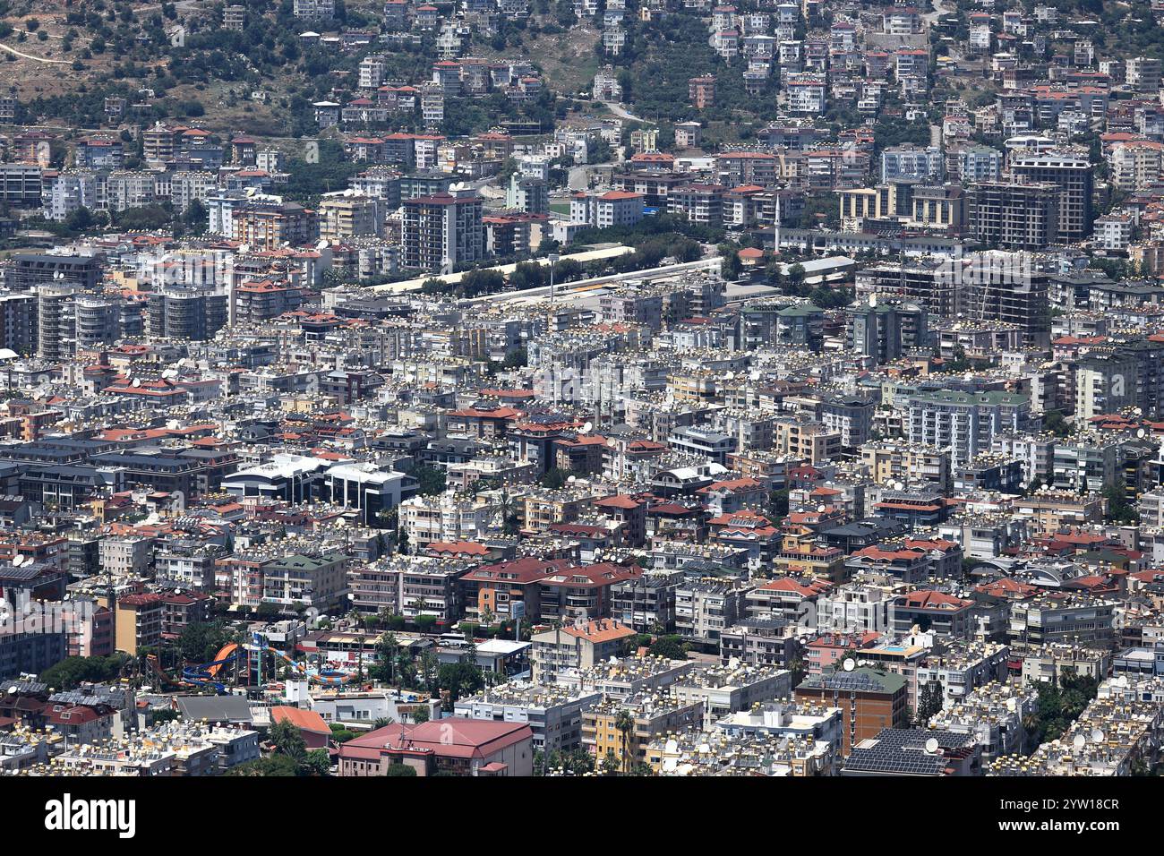 Urban Density with Rooftop Water Heaters in Alanya, Turkey Stock Photo ...