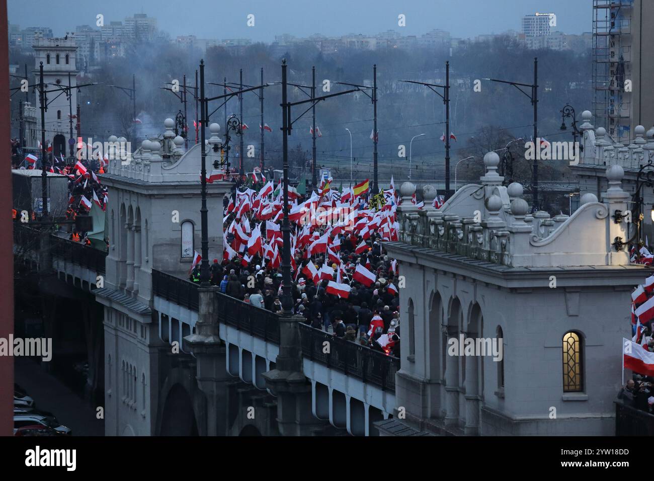 Independence Day march in Warsaw on November 11, 2022. Crowds of people ...