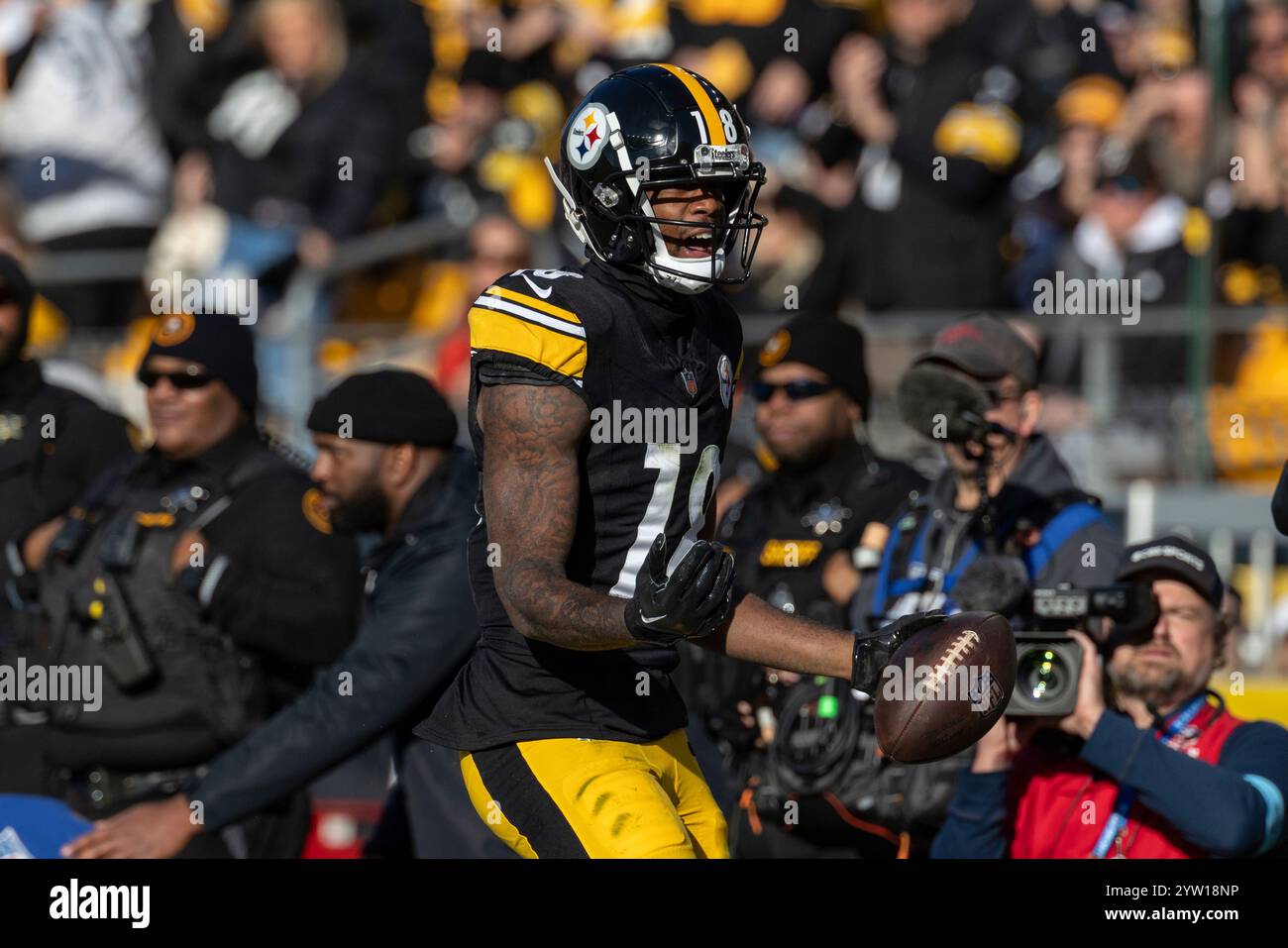 Pittsburgh Steelers wide receiver Mike Williams (18) reacts after an ...
