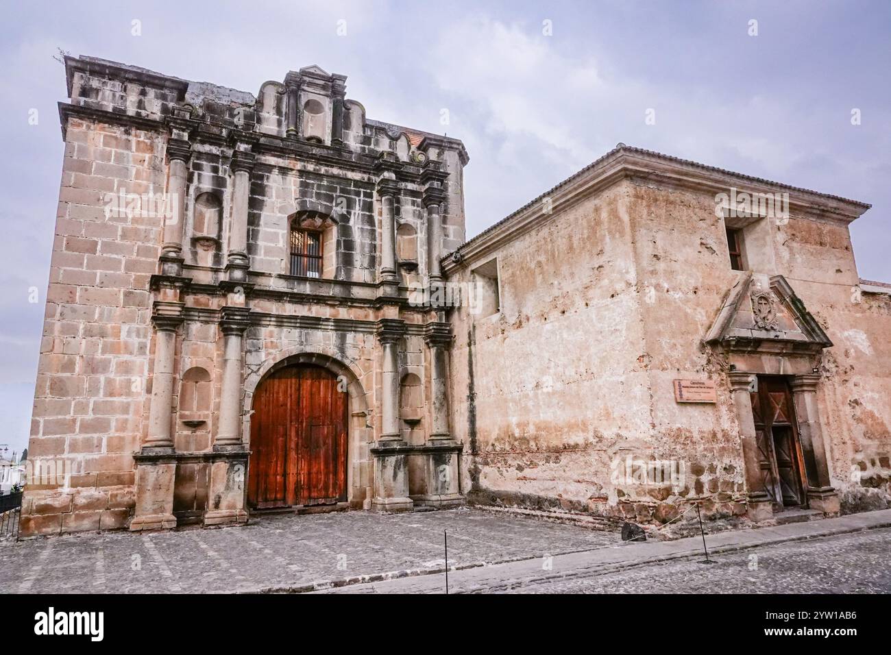 Exterior façade of the ruins of the Iglesia de Capuchinas, or Capuchin ...