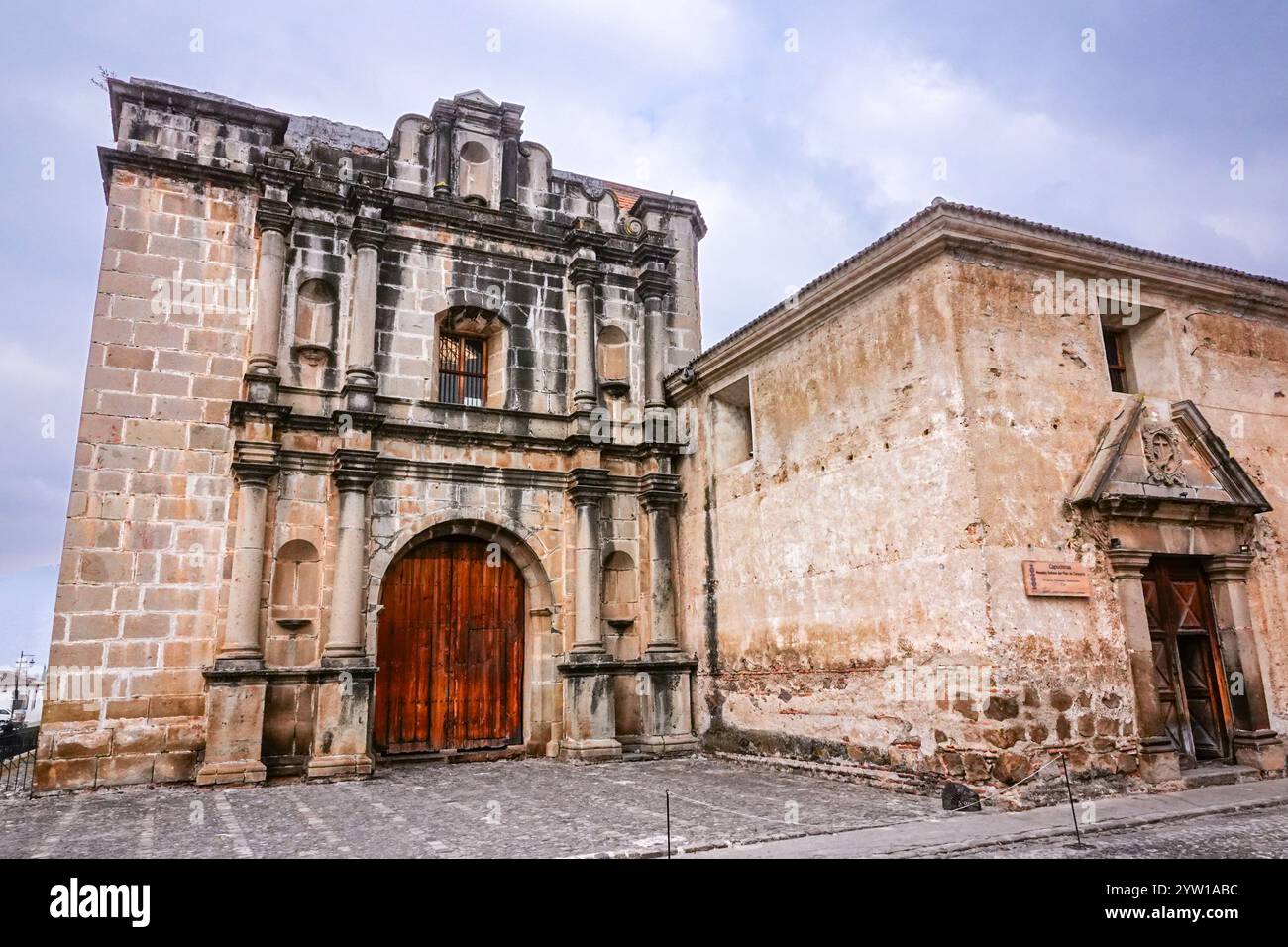 Exterior façade of the ruins of the Iglesia de Capuchinas, or Capuchin ...