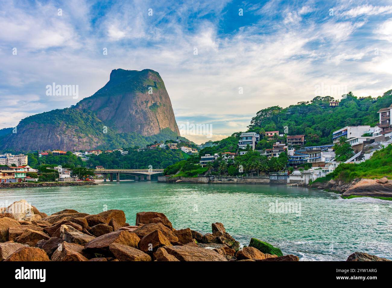 Canal that connects the Barra da Tijuca lagoon to the sea in the city ...