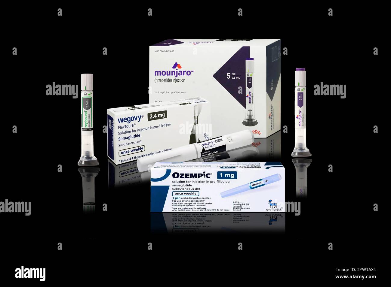 Packaging boxes of Wegovy semaglutide injectable medication with ...