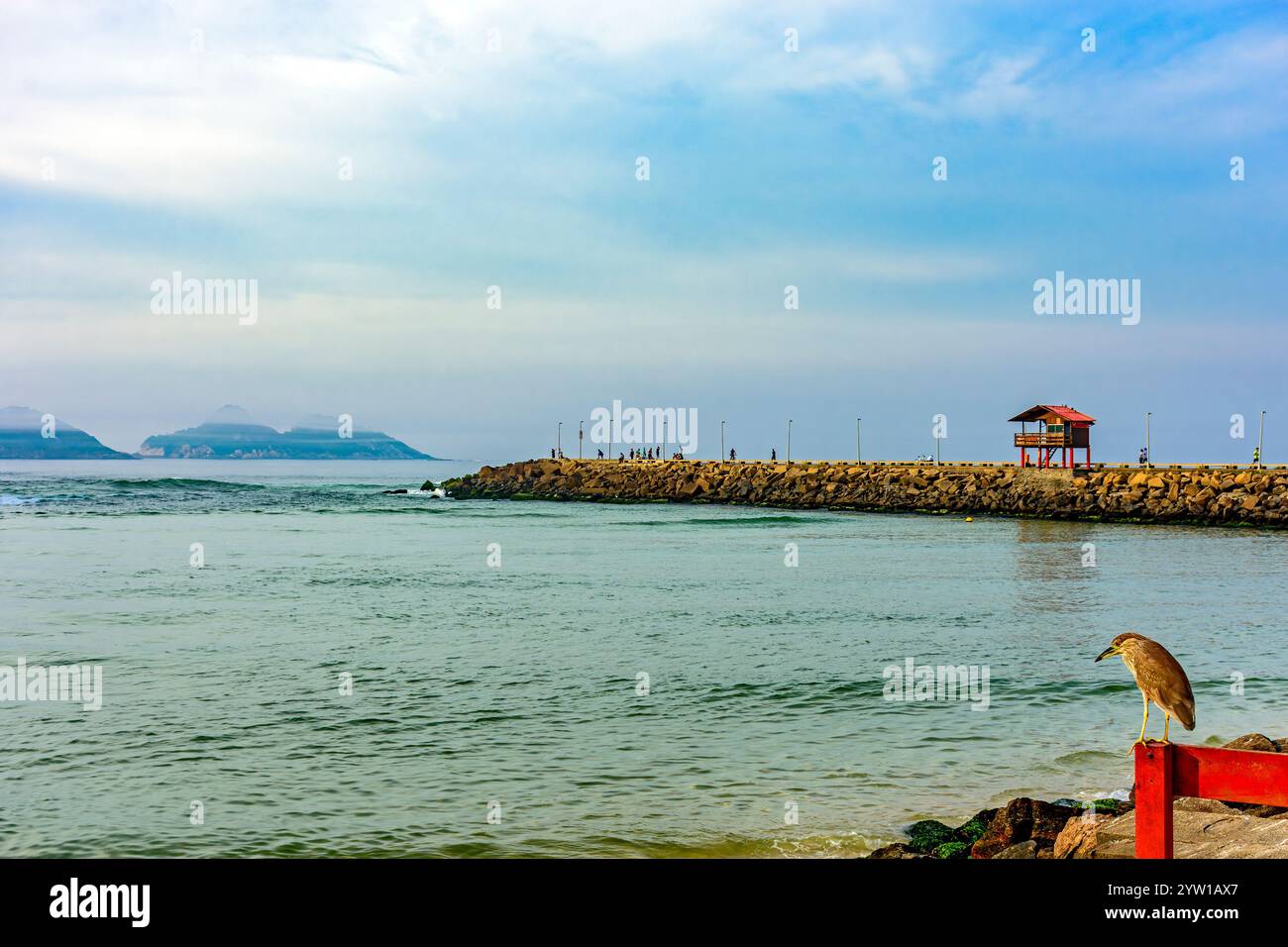 Breakwater and canal connecting the Barra da Tijuca lagoon to the sea ...